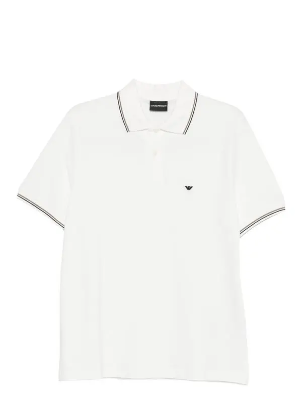 Emporio Armani Logo Cotton Polo Shirt - White