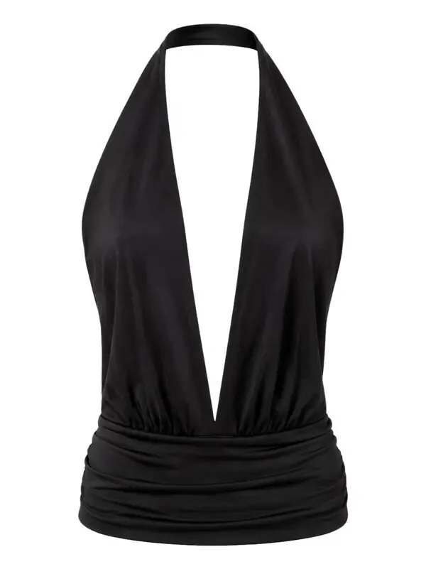 OW Agatha Satin Halter Top - Black