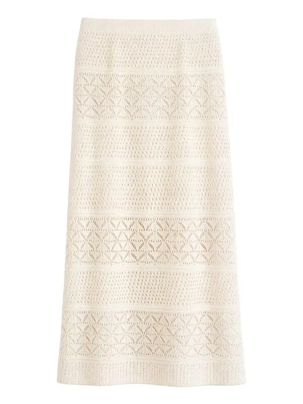 MUTE BY JL Lace Knit Maxi Skirt - White
