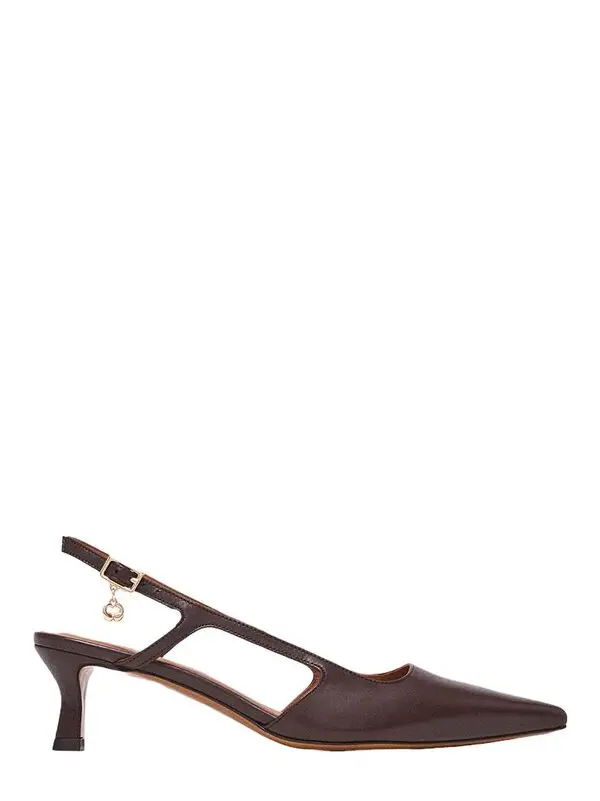 Maje Leather Slingback Pumps - Brown