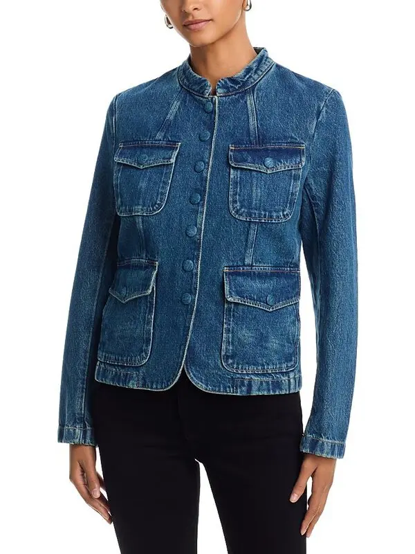 Rag & Bone Mercer Denim Stand Collar Jacket - Cheri