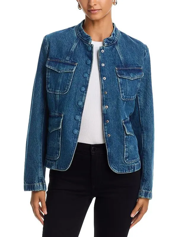 Rag & Bone Mercer Denim Stand Collar Jacket - Cheri
