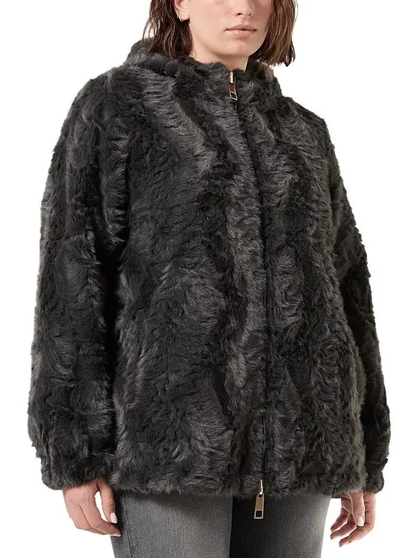 Marina Rinaldi Faux Fur Reversible Jacket - Medium Grey