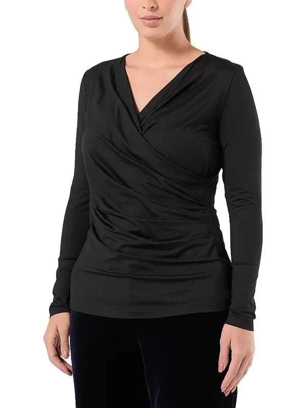 Marina Rinaldi V-neck Long Sleeve Top - Black