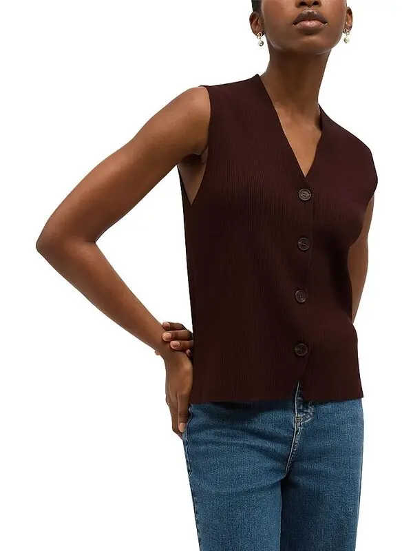 HOBBS LONDON Fran Knitted Vest - Alder Brown