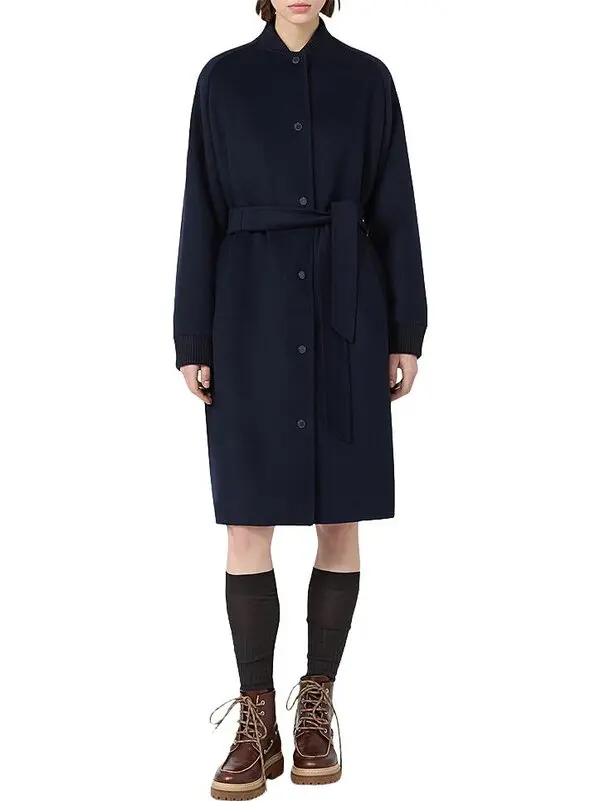 Max Mara Wkdabbono Wool Blend Coat - Navy