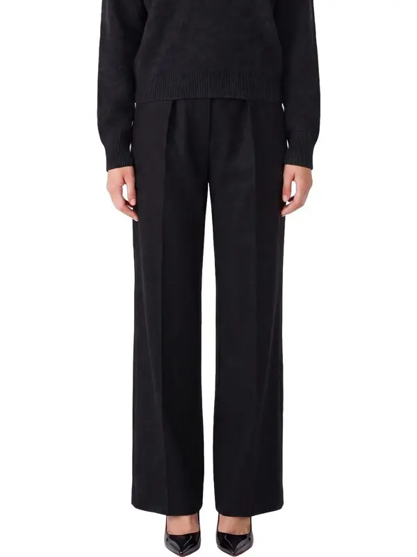 Victoria Beckham Tailored Wide Leg Trousers - Grey