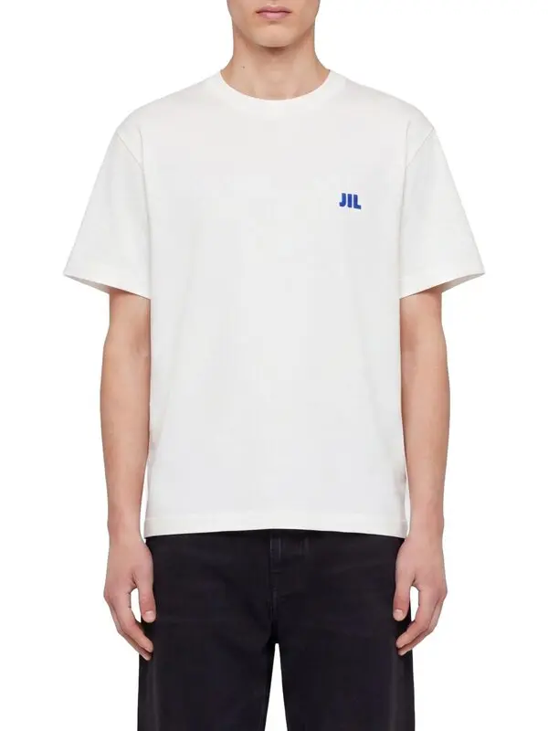 JIL SANDER Cotton Crewneck T-shirt With Contrast Logo On Chest - White