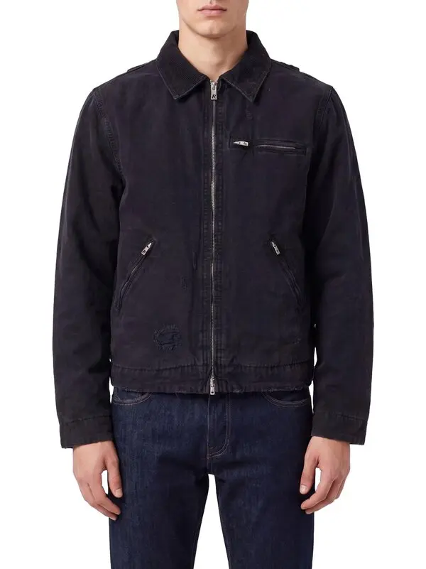 REPRESENT Cotton Denim Shirt Jacket With Zip Closure - Black
