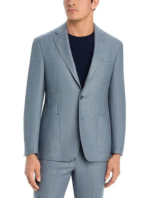 Vince Wool, Silk & Linen Melange Brushed Regular Fit Suit Jacket - Medium Blue