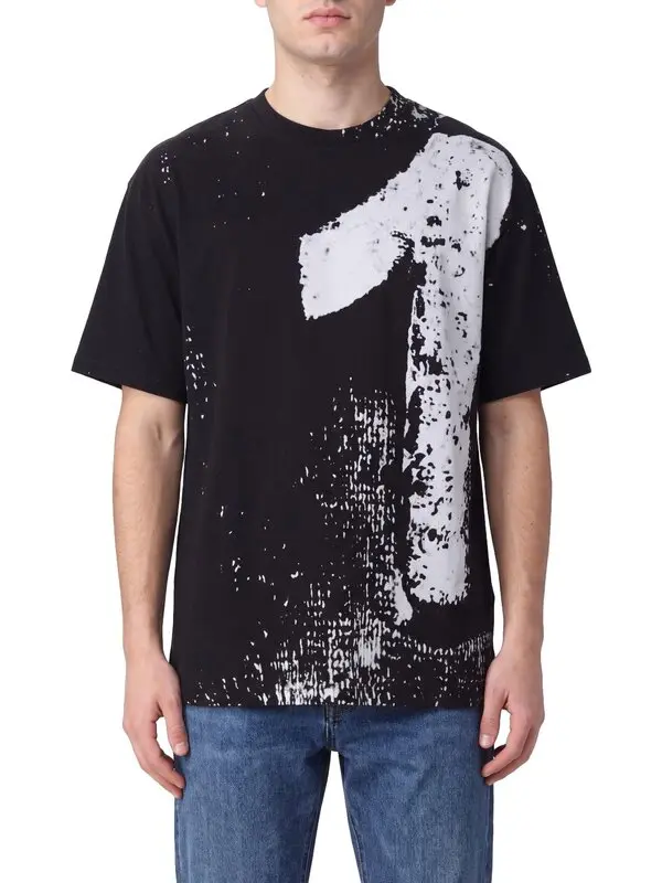 MAISON MARGIELA Slogan Print Cotton T-shirt With Dropped Shoulders - Black