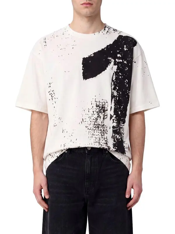 MAISON MARGIELA Slogan Print Cotton T-shirt With Dropped Shoulders - White
