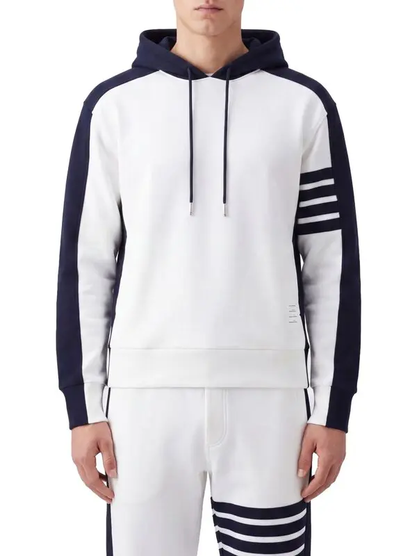 Thom Browne Cotton Hoodie With 4-bar Stripes - White