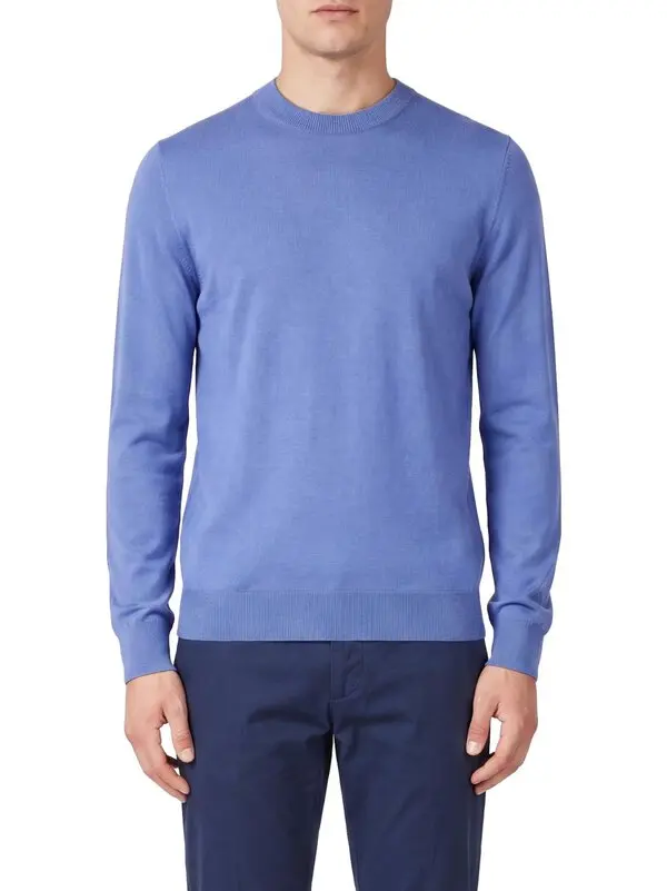 Paul Smith Crewneck Jumper In Pure Merino Wool With Ribbed Trims - Blue 2