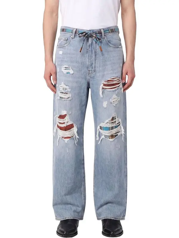 Amiri Distressed Wide-leg Jeans - Indigo