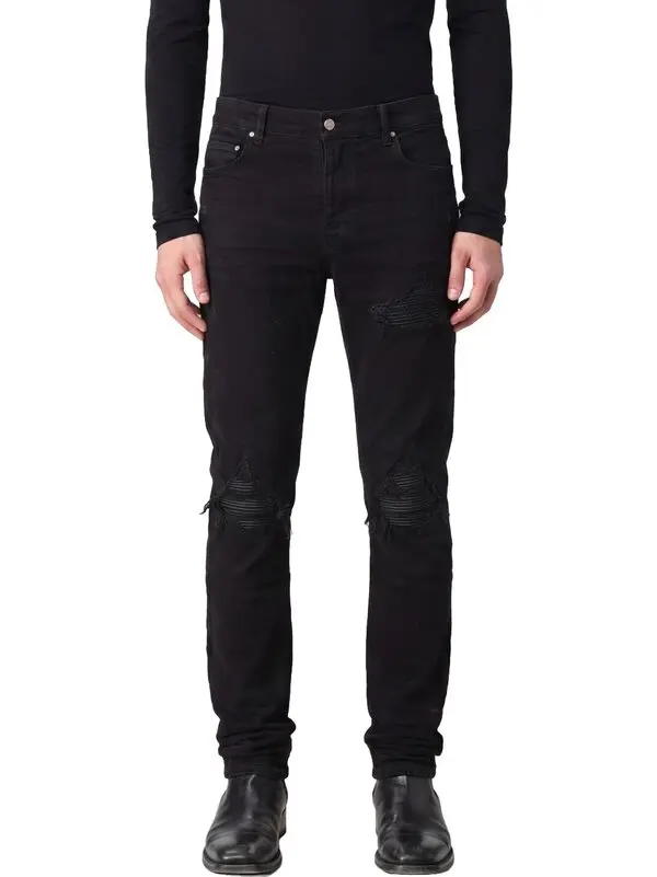 Amiri Distressed Cotton Denim Skinny Fit Jeans - Black