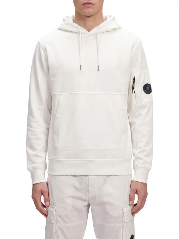 C.P. COMPANY Cotton Hoodie With Kangaroo Pocket - White