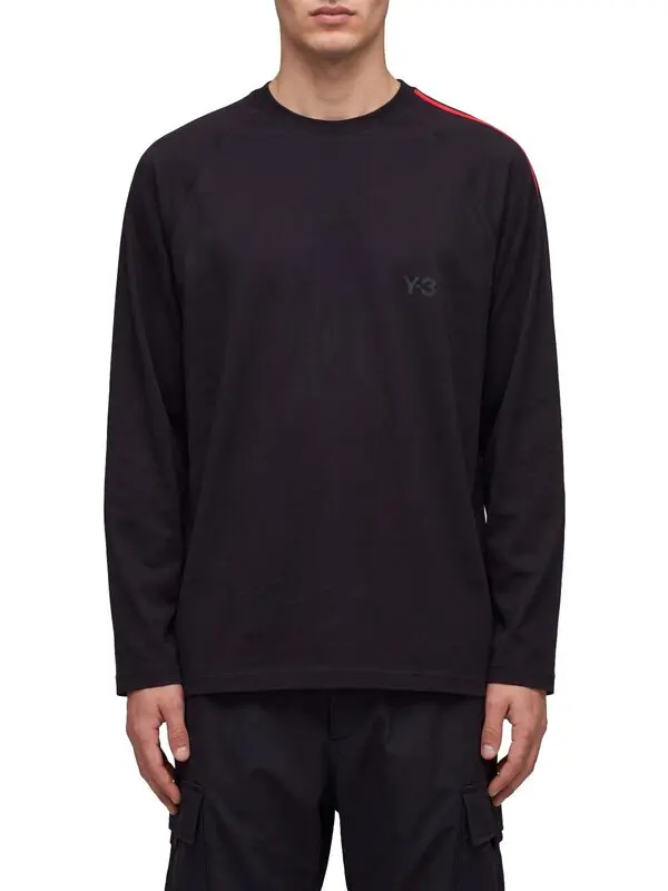 Y3 Long Sleeve Sweater With Striped Detail - Black