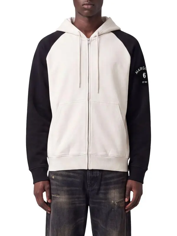 MAISON MARGIELA Bicolour Cotton Zip-up Hoodie - White