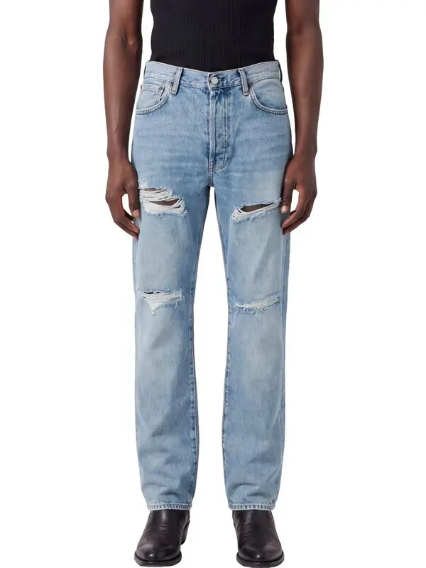 Acne Studios Straight Fit Distressed Organic Cotton Jeans - Denim