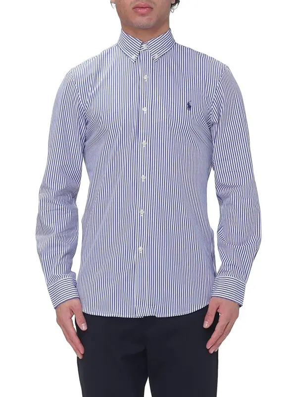 Polo Ralph Lauren Striped Stretch Cotton Shirt With Embroidered Pony Logo - Blue 1