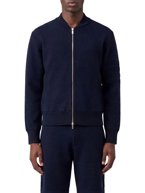 Thom Browne Wool Knit Zip-up Sweatshirt - Blue