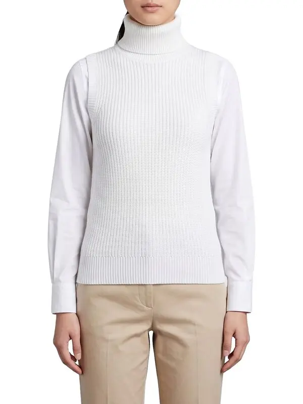 Michael Kors Ribbed Turtleneck Sweater Vest - White