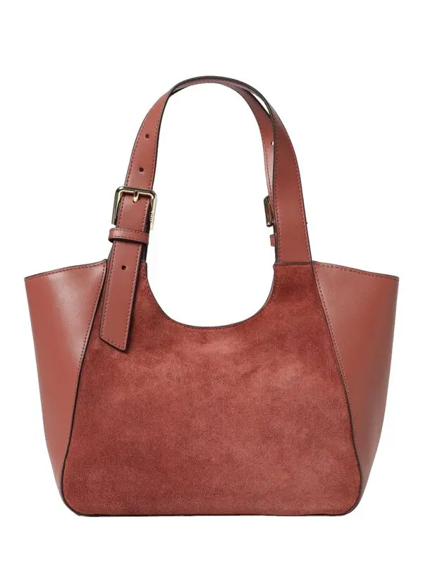Furla Suede And Smooth Leather Shoulder Bag With Double Handle - Wine
