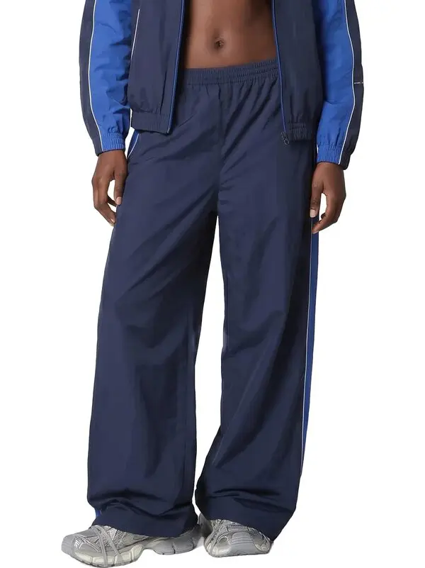 Balenciaga Wide-leg Technical Fabric Trousers With Elastic Waistband - Navy