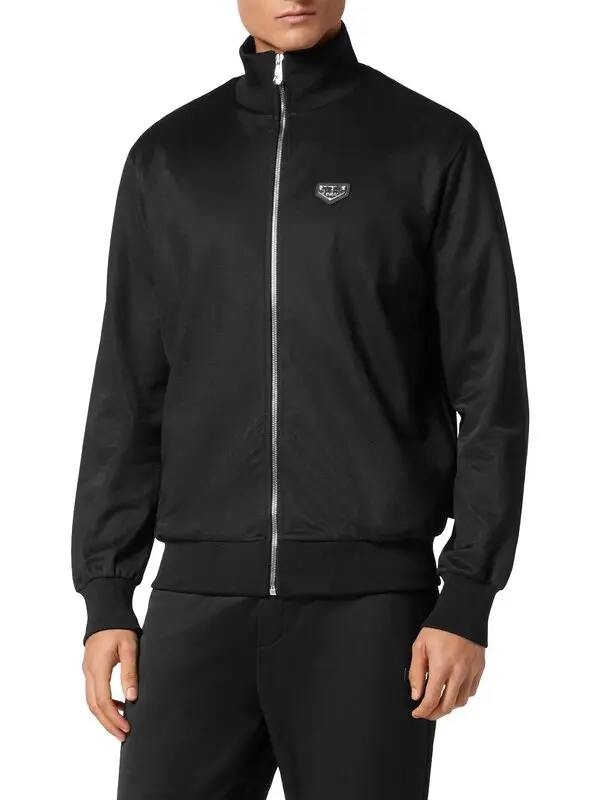 Philipp Plein Zip-up Jacket With Logo Detail - Black