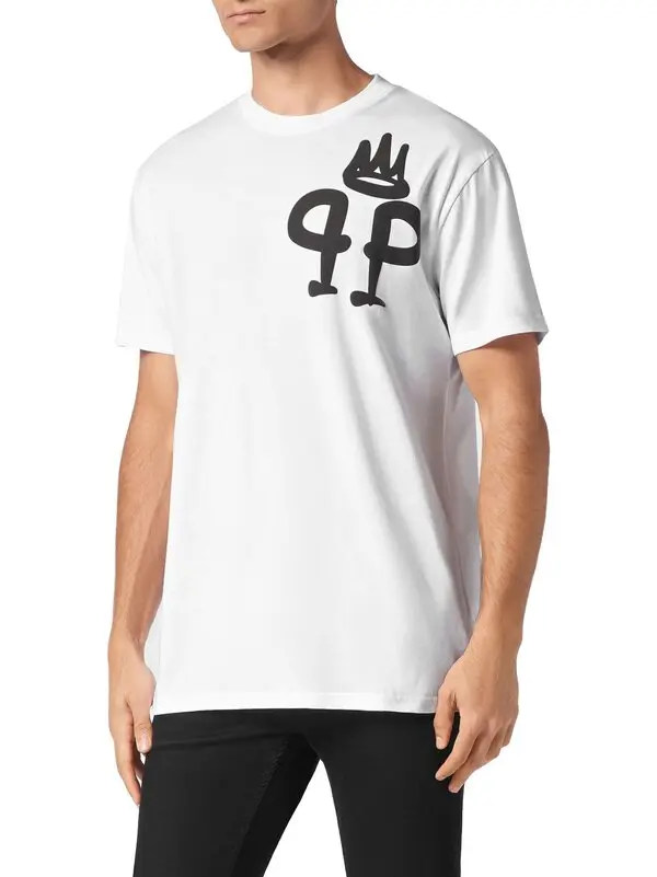 Philipp Plein Dropped Shoulder Cotton T-shirt With Monogram Logo - White