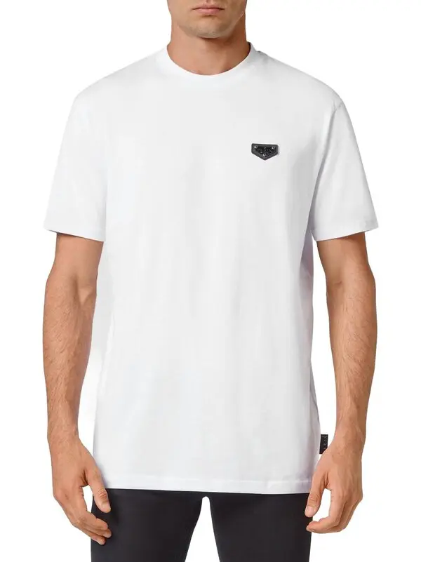 Philipp Plein Cotton T-shirt With Applied Logo Patch On The Chest - White