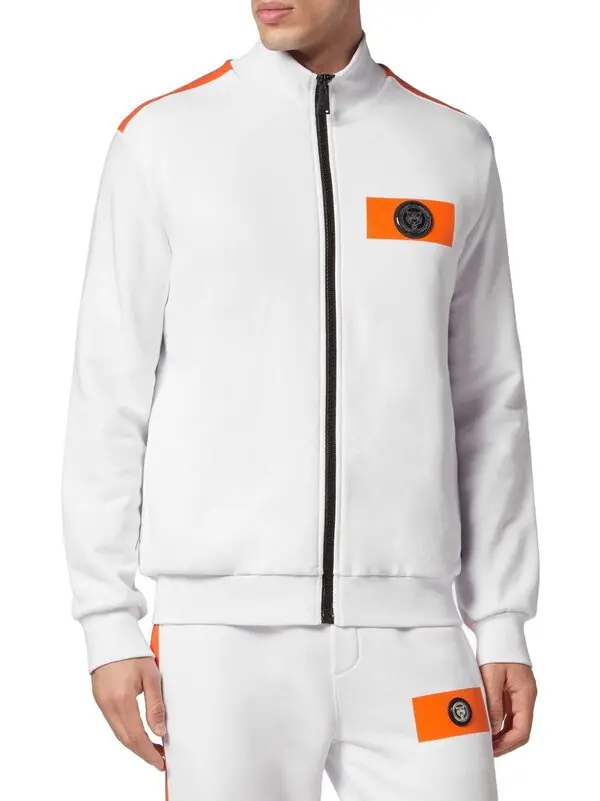 PLEIN SPORT Zip-up Track Jacket With Emblem Detail - White