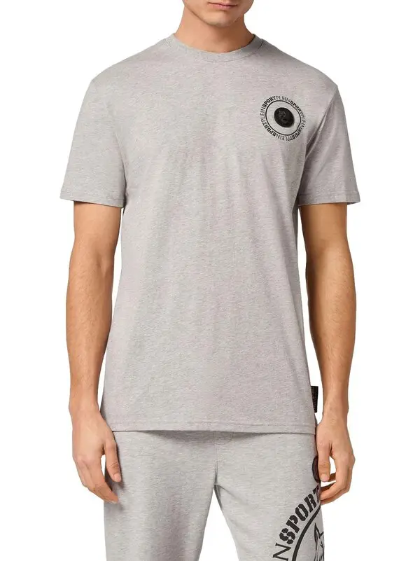 PLEIN SPORT Slim Fit Cotton T-shirt With Contrast Logo On The Chest - Black