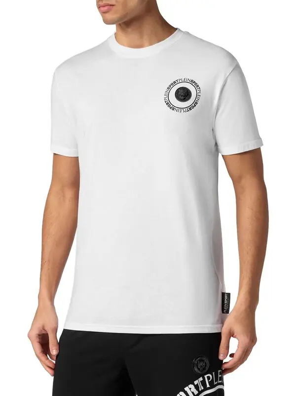 PLEIN SPORT Slim Fit Cotton T-shirt With Contrast Logo On The Chest - White