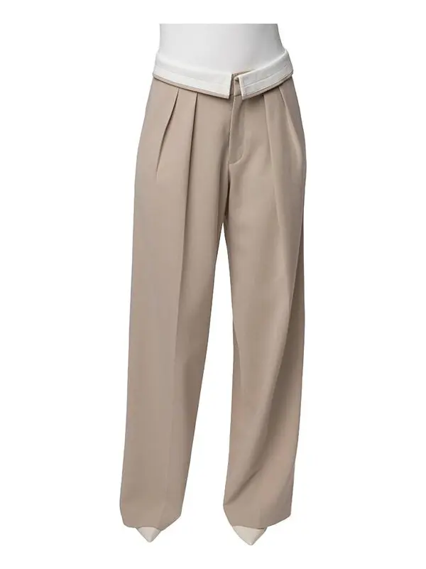 JLUXLABEL Command Pleat Wide-leg Trousers - Beige