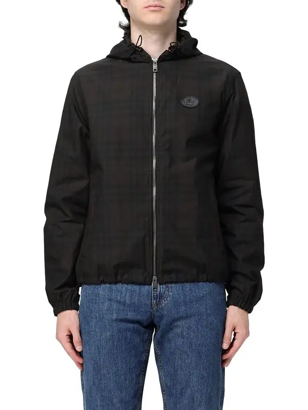 Burberry Reversible Hooded Windbreaker In Checked Cotton - Sand