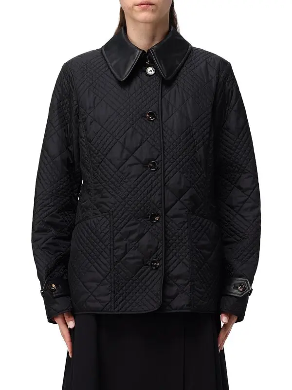 Burberry Quilted Jacket With Leather Trim - Black