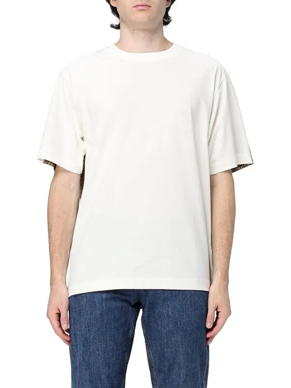 Burberry Cotton T-shirt With Vintage Check Inserts And Ekd Logo - White