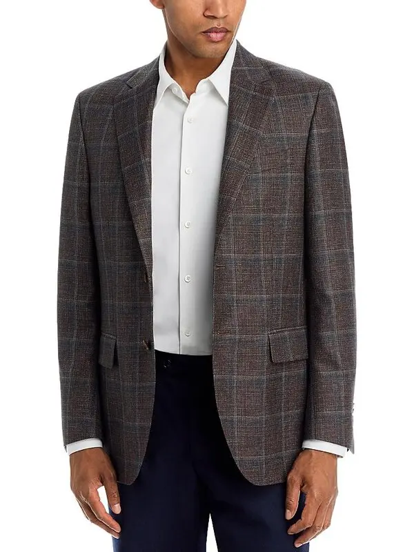 Peter Millar Flynn Classic Fit Hopsack Plaid Sport Coat - Brown