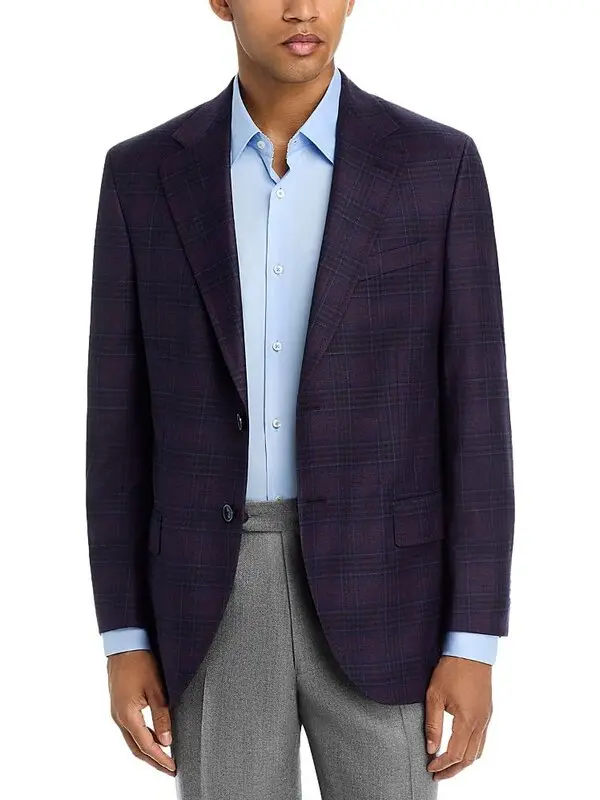 Peter Millar Classic Fit Hyperlight Brushed Plaid Soft Jacket - Purple