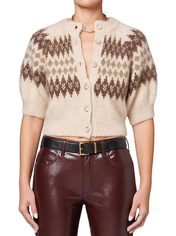 Citizens Of Humanity Molly Puff Sleeve Cardigan Sweater With Fair Isle Pattern - Fairisle