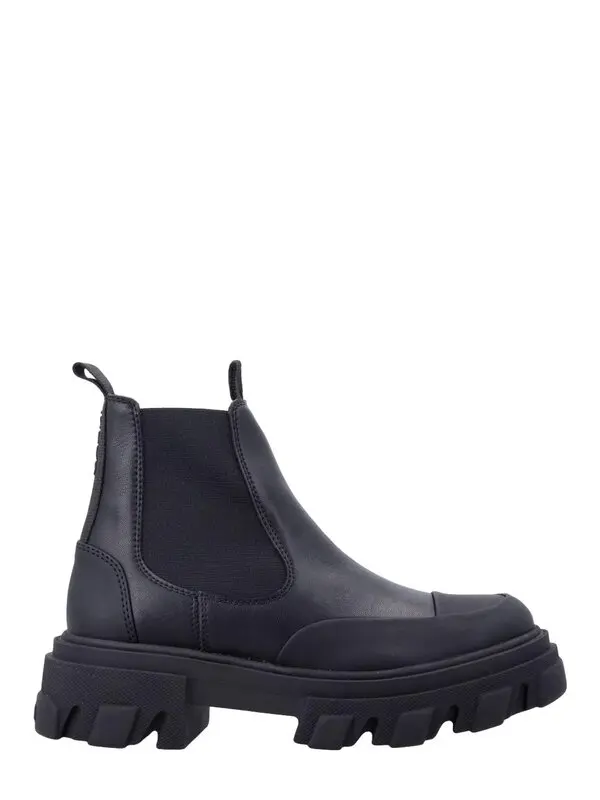 GANNI Low-shaft Recycled Leather Chelsea Boots With Chunky Sole - Black