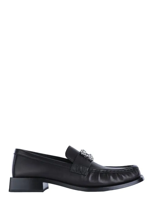 ROGER VIVIER Viv' Rangers Jewelled Buckle Leather Loafers - Black