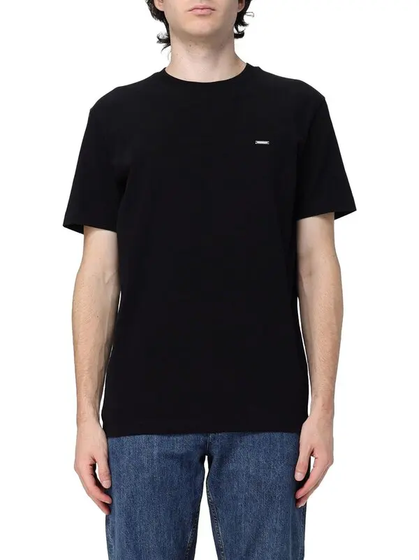 Dsquared2 Slim Fit Cotton Crewneck T-shirt With Applied Logo - Black