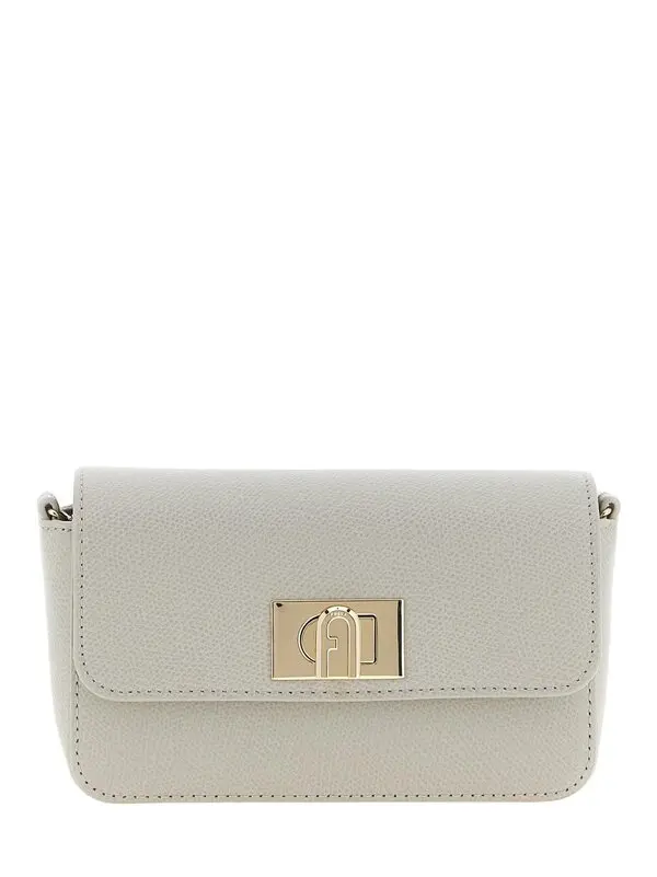 Furla Crossbody Bag With Turn Lock Clasp - Grey