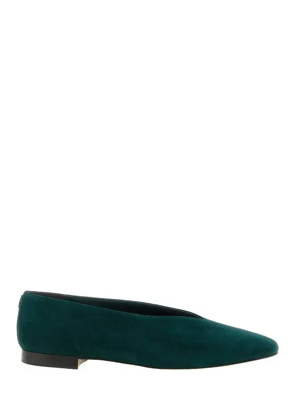 JIMMY CHOO Margot Suede Almond-toe Ballet Flats - Green
