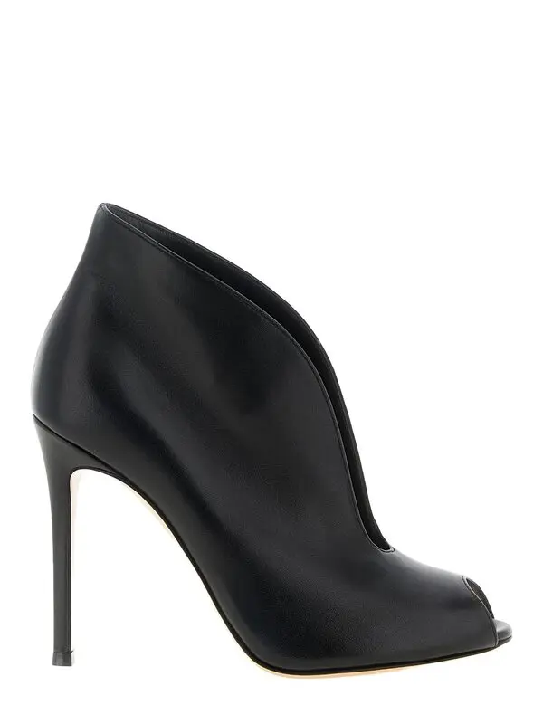 GIANVITO ROSSI Leather Peep-toe Heeled Booties - Black