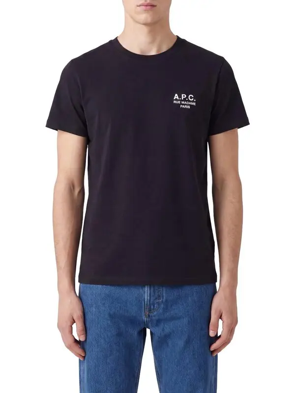 A.p.c. Slim Fit Cotton T-shirt With Contrast Logo - Black 1