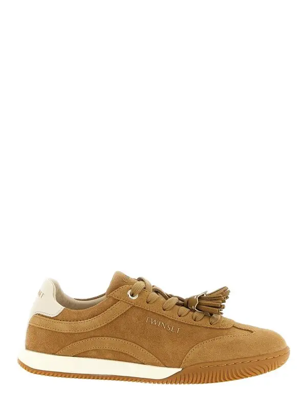 TWINSET Lace-up Sneakers With Tassel Detail - Beige